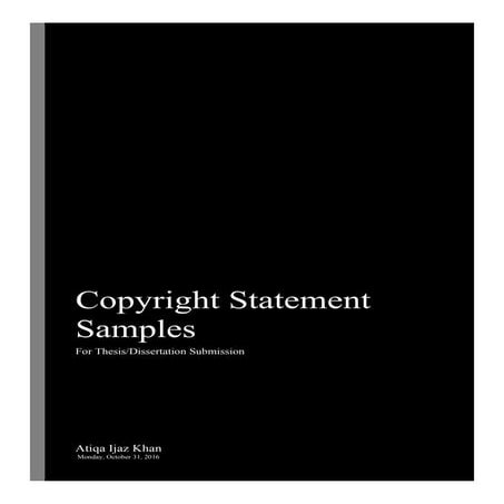 Samples for Copyright Statements for Thesis 2016 | PDF