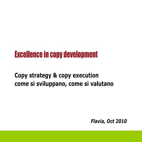 Copy training. Tutto quello che dovete sapere | PPT