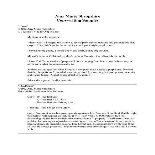 Copywriting Examples | DOC