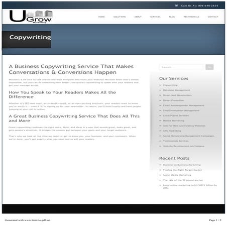 Copywriting | UGrowMarketing SEO | PDF