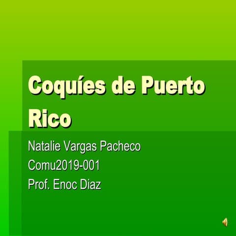 Coquies De Puerto Rico | PPT