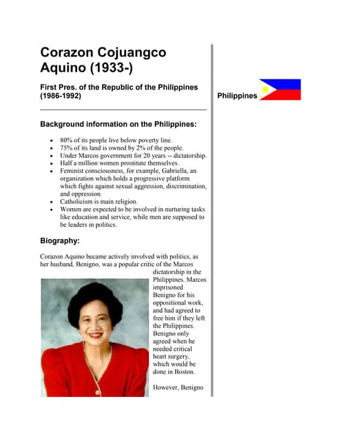 Corazon Aquino's speech | PPTX | Politics