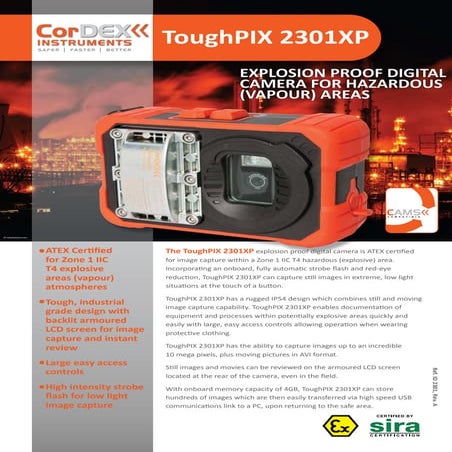 Cordex ToughPIX 2301XP ATEX Explosion Proof Digital Camera | PDF