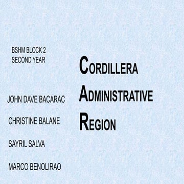 Cordillera administrative region (car) | PPTX