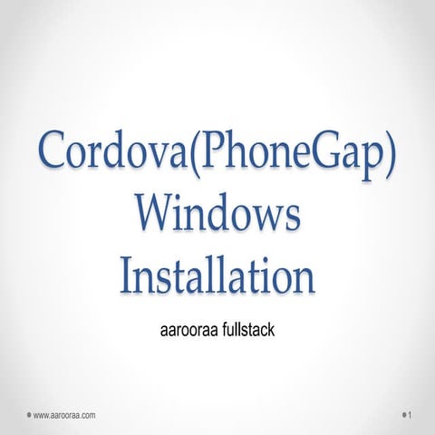 Cordova Windows Installation | PPTX | Operating Systems | Computer Software and Applications