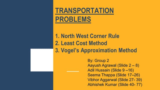LEAST COST METHOD | PPTX