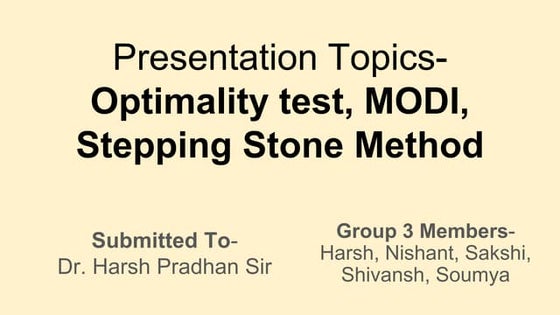 Optimal Solution by MODI Method | PDF | Technology & Computing