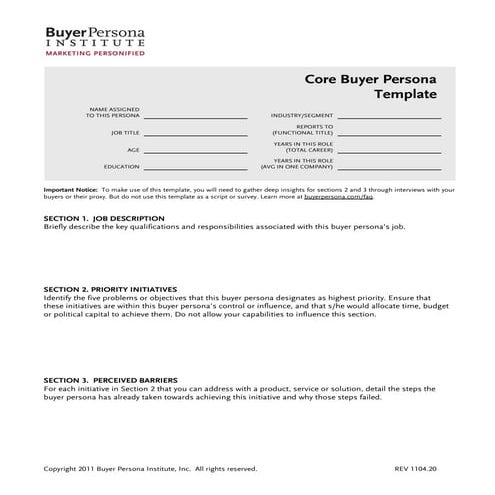 Core - persona - template | PDF