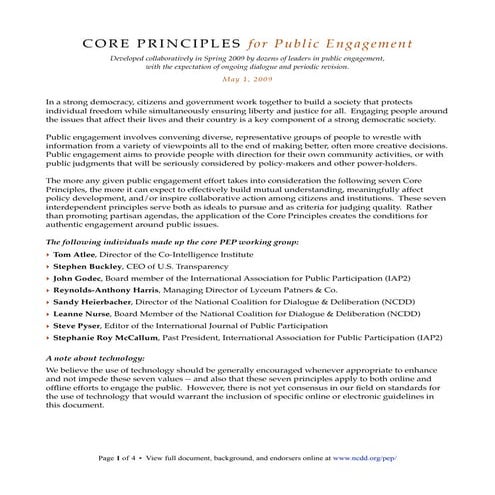 Core Principles for Public Engagement | PDF