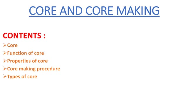 U2 p3 core, core prints and chaplets | PDF