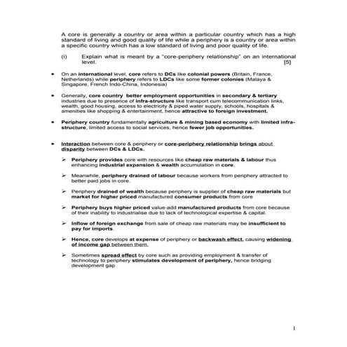 Core and periphery theory | DOC | Economy | Business and Finance