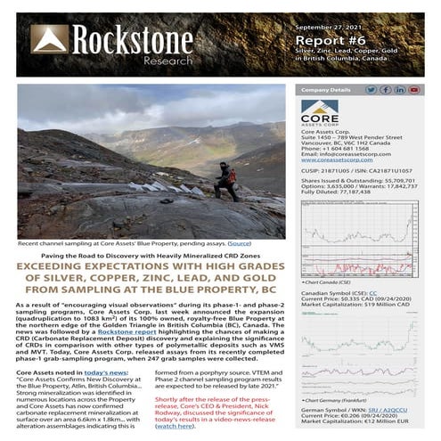 Core Assets: Exceeding expectations with high grades of silver, copper ...