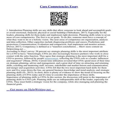 Core Competencies Essay | PDF