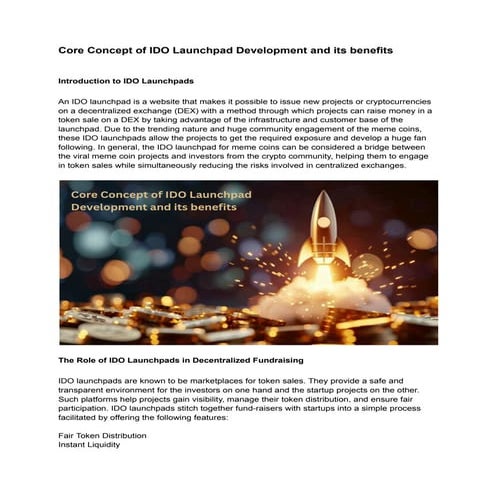 Core Concept of IDO Launchpad Development and its benefits.pdf