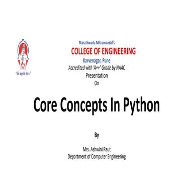 Core Conceptpythonpptx Programming Languages Computing 1621