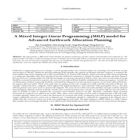 A Mixed Integer Linear Programming Milp Model For Advanced Earthwork Allocation Planning Pdf