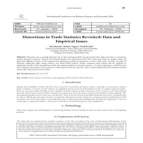 Distortions in Trade Statistics Revisited: Data and Empirical Issues | PDF