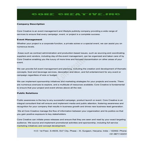 Core Creative Profile | PDF