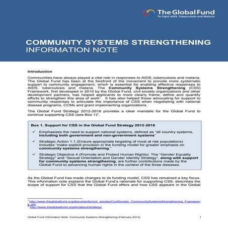 COMMUNITY SYSTEMS STRENGTHENING | PDF