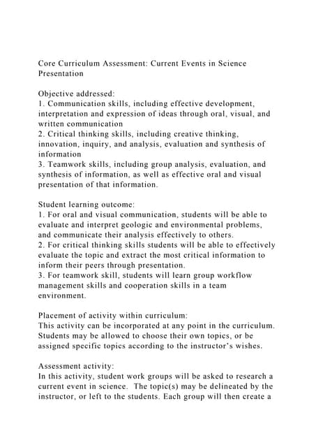 Rubric for presentation | DOC