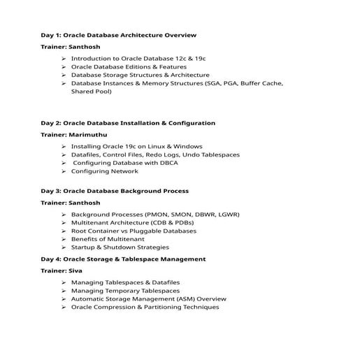 Core DBA training and presentation Manual | DOCX