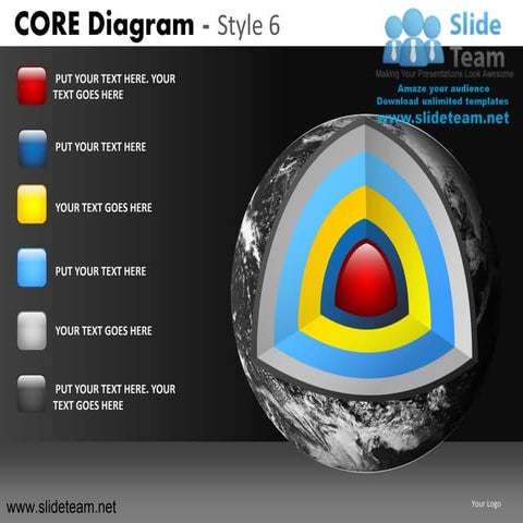 Layers of the earth core diagram design 6 powerpoint presentation ...