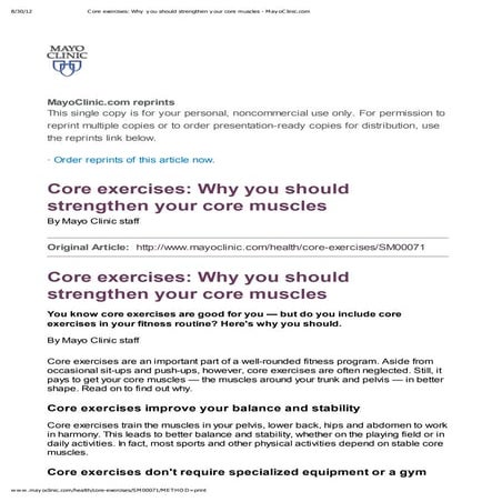 Core exercises: Why you should strengthen your core muscles | PDF