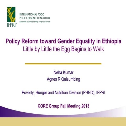 Policy Reform Toward Gender Equality in Ethiopia_N. Kumar and A ...
