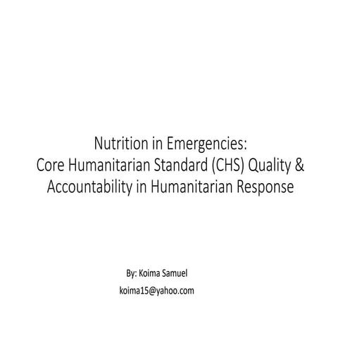 Core Humanitarian Standard and the Commitment Principles | PPT