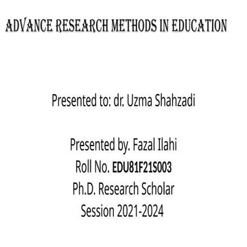 Advance Research Methods in Education Co-relational Research | PPT