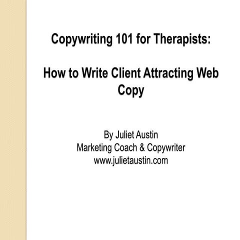 Copywriting for Therapists and Coaches | PPT