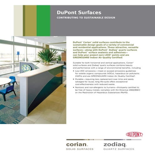 DuPont Surfaces Contributing to Sustainable Design | PDF