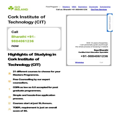 Cork institute of technology (cit) masters in cork institute of ...