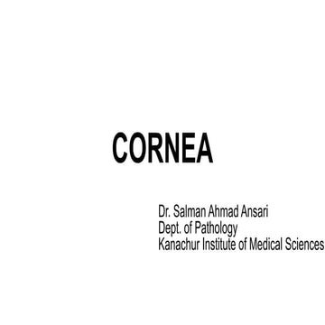 Cornea - Anatomy and Pathology - Pathology - Optometry | PPTX