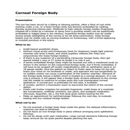 Corneal Foreign Body | DOC