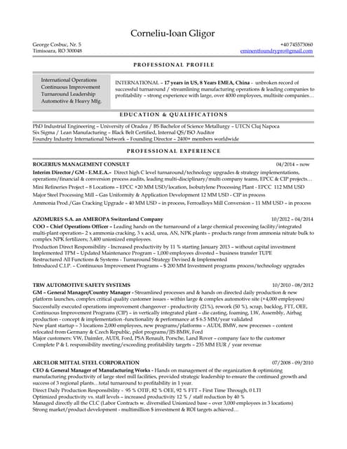 Corneliu ioan gligor - cv - rev 2 | PDF