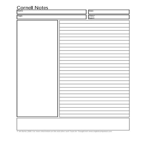 Cornell Notes Template | PDF