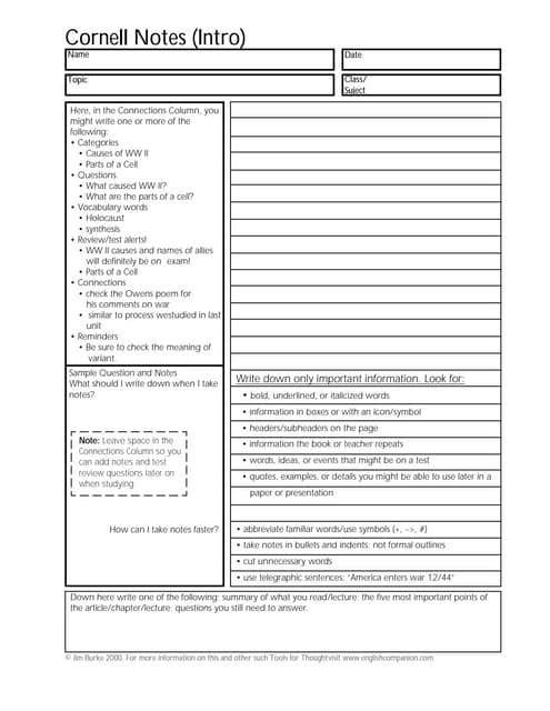 Cornell notes | PPT