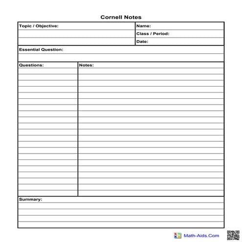Cornell Notes . How to write notes effectively. | PDF