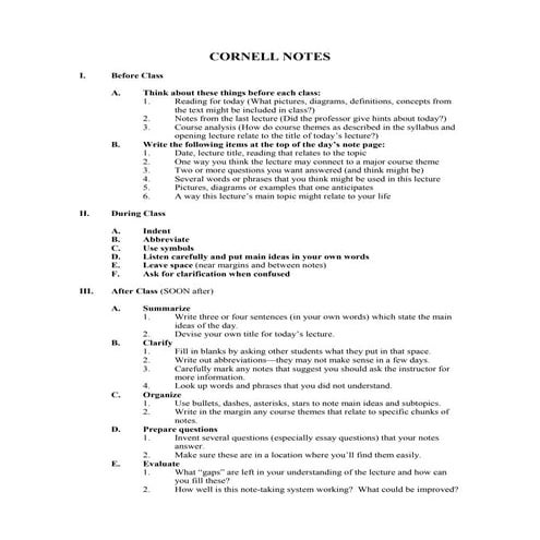 Cornell note steps | PDF