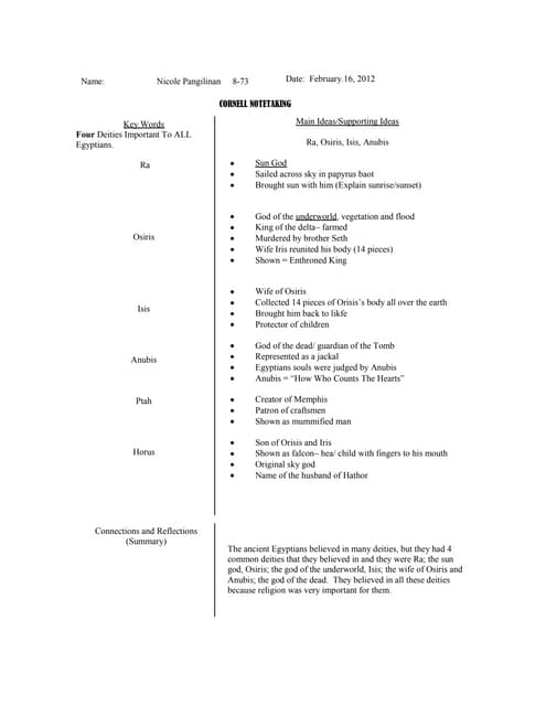 Cornell notes in word | PDF