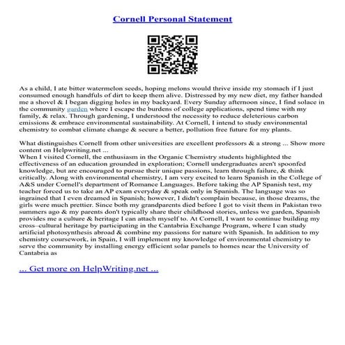 Cornell Personal Statement | PDF