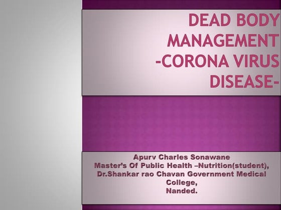 Covid19 Guidelines on dead body management | PPT