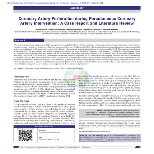 Coronary artery perforation during percutaneous coronary | PDF
