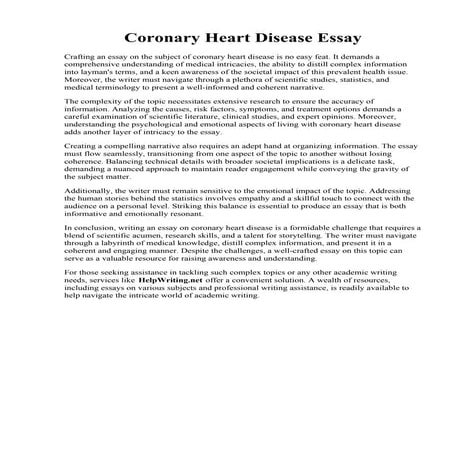 Coronary Heart Disease Essay | PDF