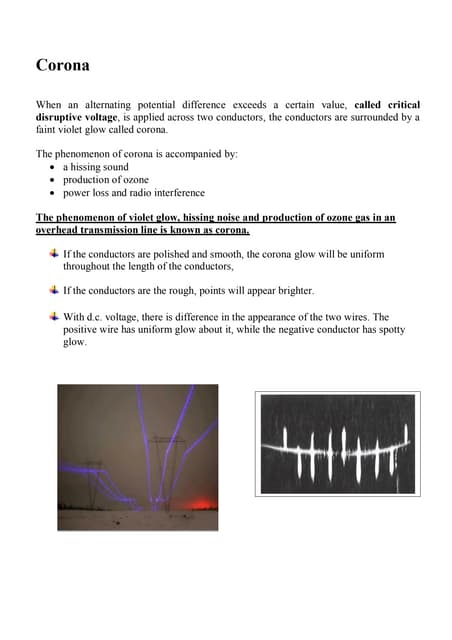 CORONA EFFECT IN TRANSMISSION LINE | PDF