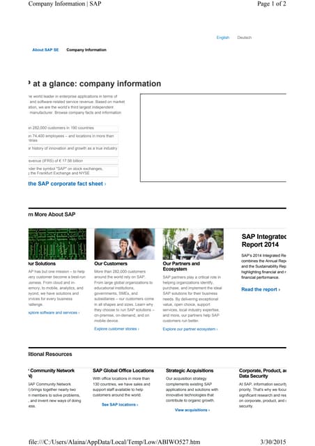 Sap Corporate Fact Sheet | PDF | Cloud Computing | Internet