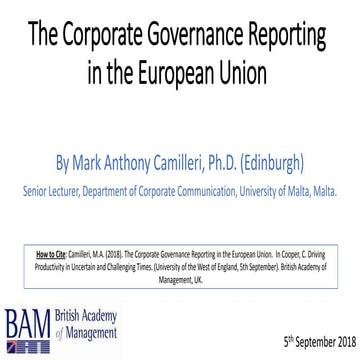 The Corporate Governance Reporting in the European Union | PPT