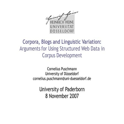 Corpora Blogs And Linguistic Variation Paderborn Ppt