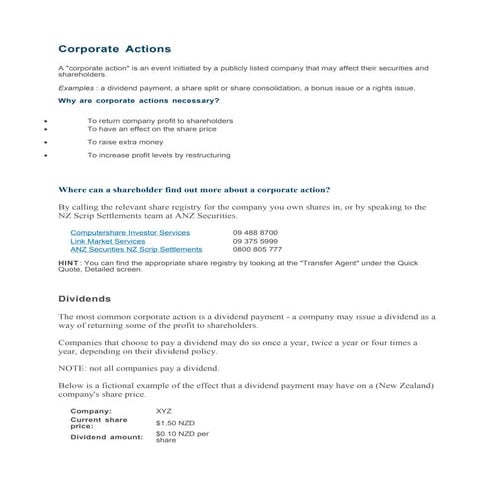 Corporate actions | DOC